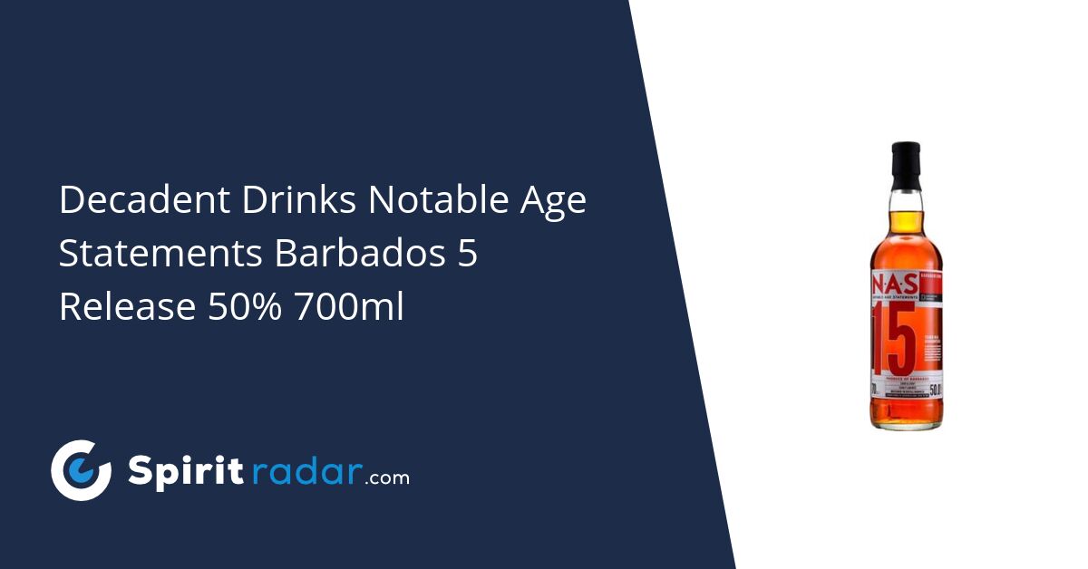 Decadent Drinks Notable Age Statements Barbados 5 Release 50% 700ml ...