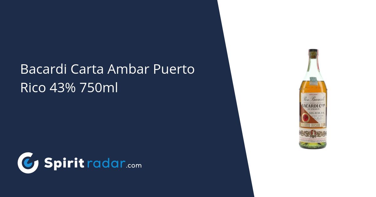 Bacardi Carta Ambar Puerto Rico 43% 750ml - Spirit Radar
