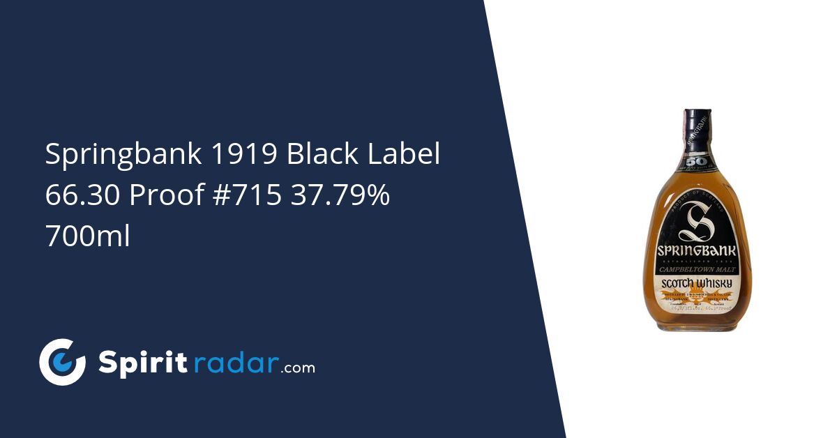 Springbank 1919 Black Label 66.30 Proof #715 37.79% 700ml - Spirit Radar