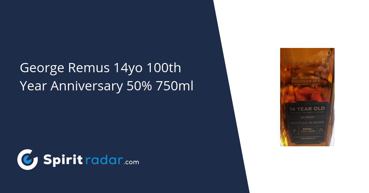 George Remus 14yo 100th Year Anniversary 50% 750ml - Spirit Radar