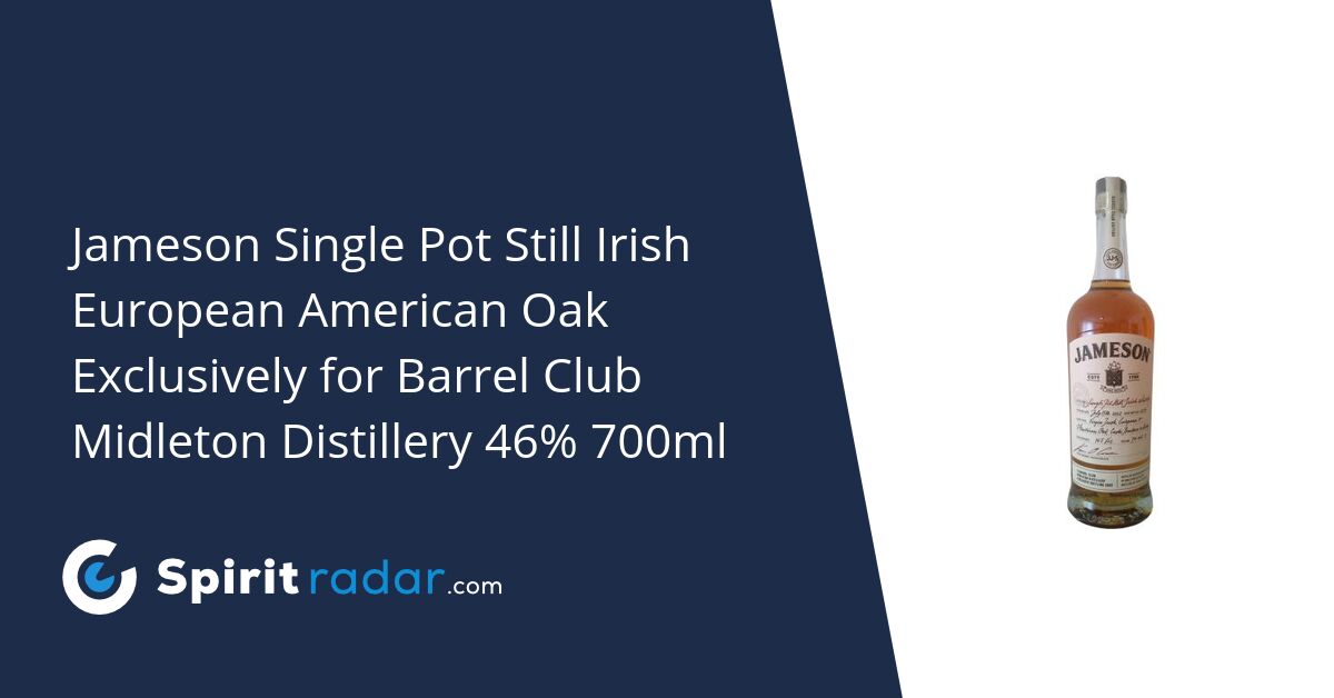 Jameson Single Pot Still Irish European American Oak Exclusively for ...