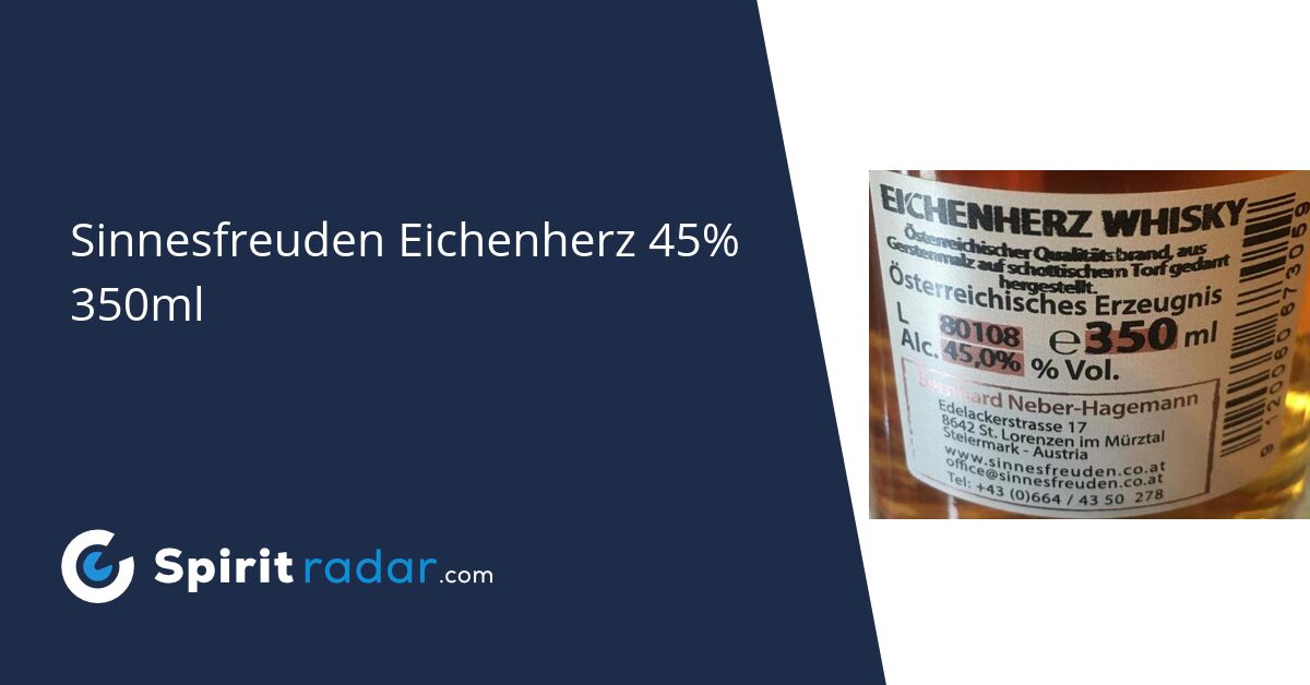 Sinnesfreuden Eichenherz 45% 350ml - Spirit Radar