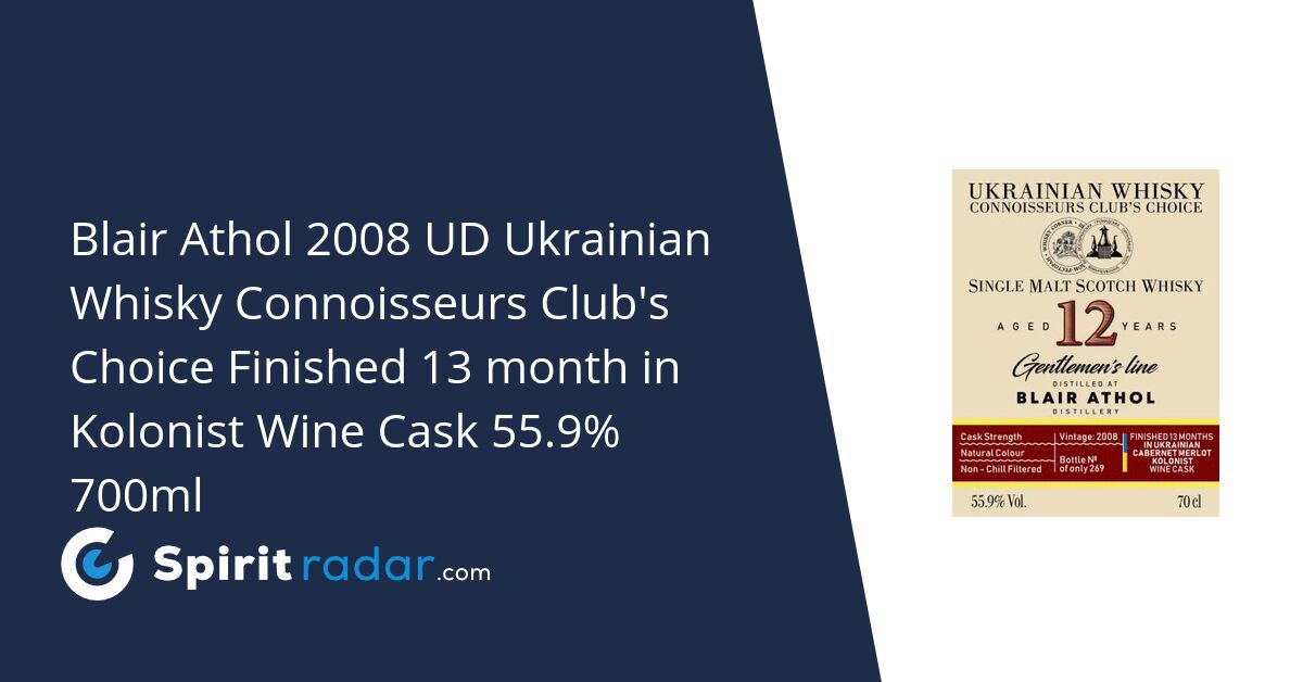 Blair Athol 2008 UD Ukrainian Whisky Connoisseurs Club's Choice Finished 13 month in Kolonist ...