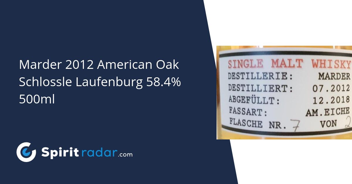 Marder 2012 American Oak Schlossle Laufenburg 58.4% 500ml - Spirit Radar