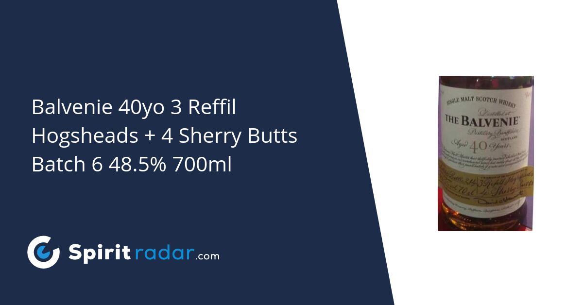 Balvenie 40yo 3 Reffil Hogsheads + 4 Sherry Butts Batch 6 48.5% 700ml ...