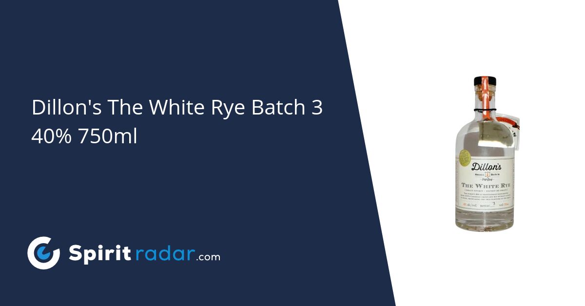 Dillon's The White Rye Batch 3 40% 750ml - Spirit Radar