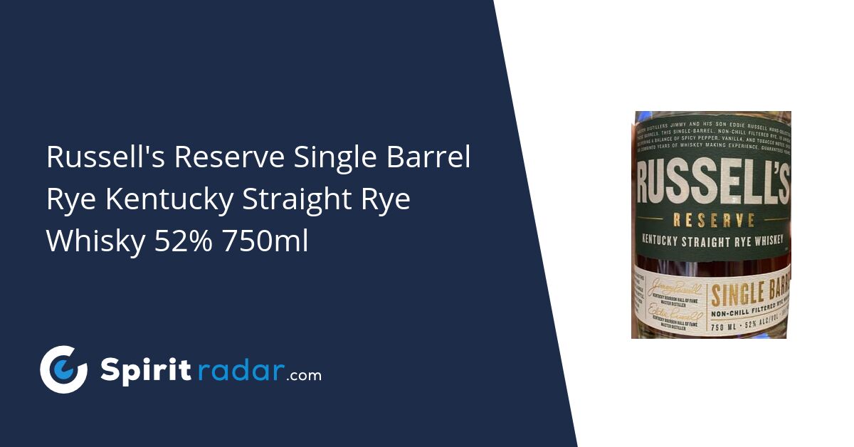 Russell's Reserve Single Barrel Rye Kentucky Straight Rye Whisky 52% ...