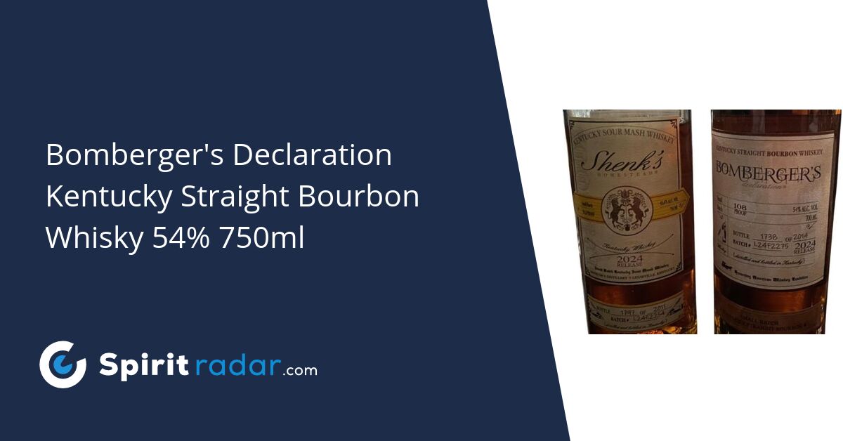Bomberger's Declaration Kentucky Straight Bourbon Whisky 54% 750ml ...