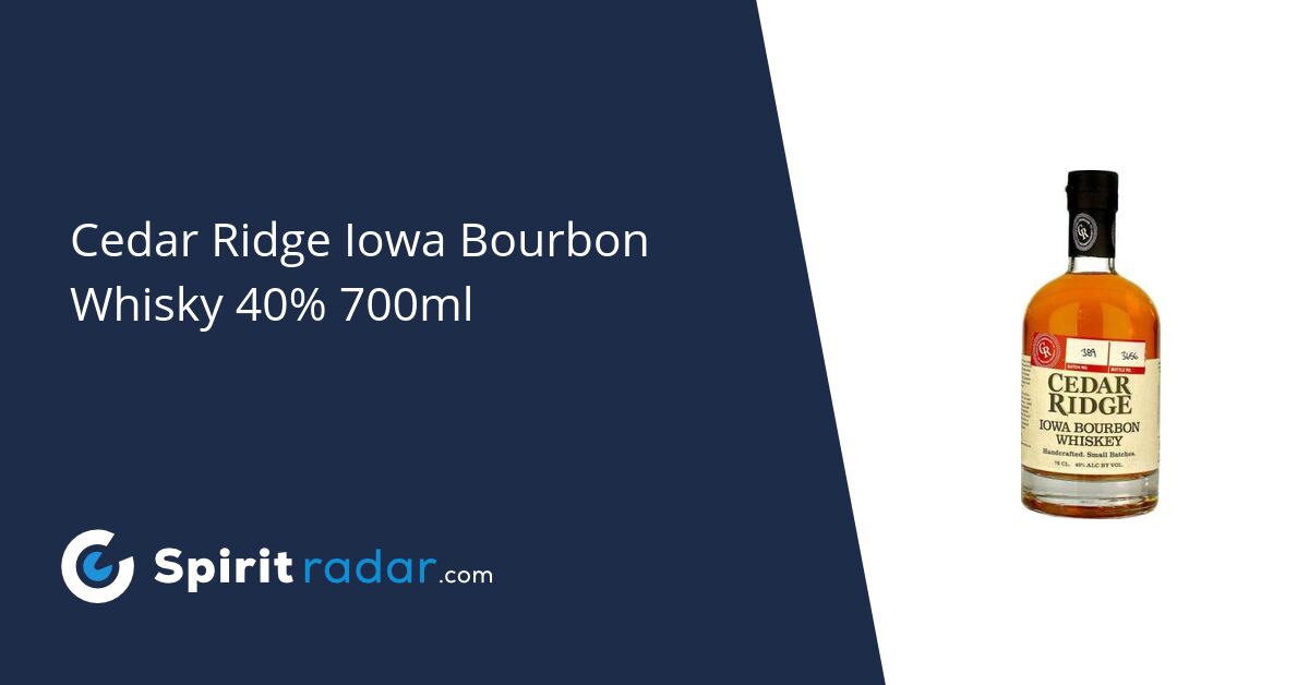 Cedar Ridge Iowa Bourbon Whisky American Oak Barrels Batch 389 40% ...