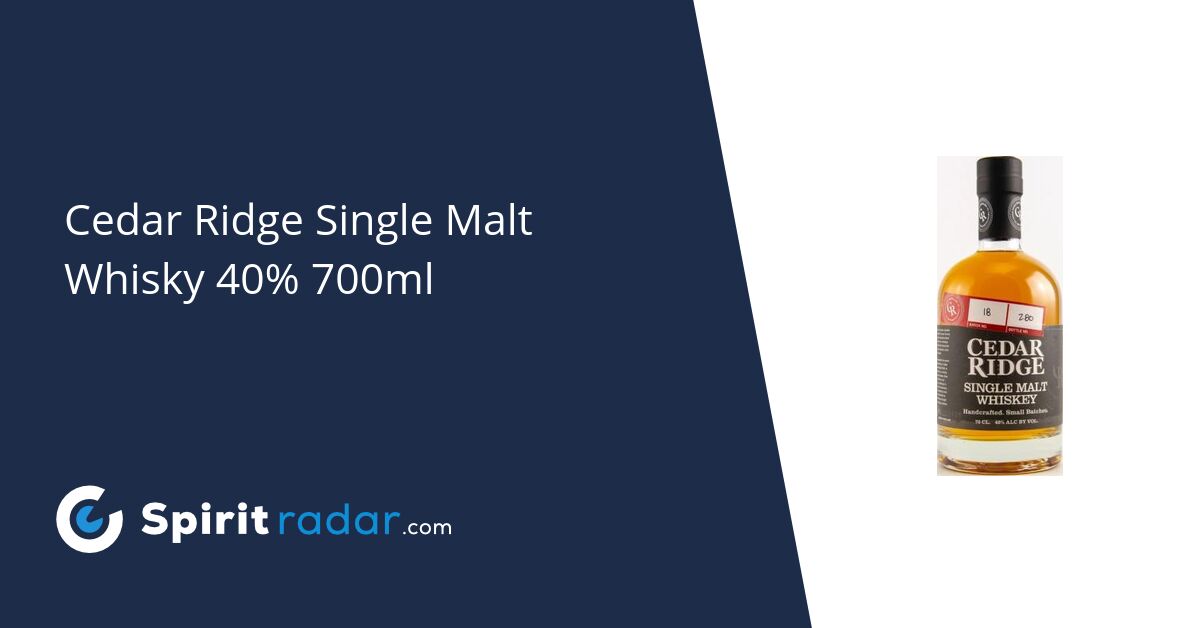 Cedar Ridge Single Malt Whisky Batch 18 40% 700ml - Spirit Radar