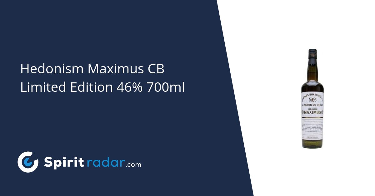 Hedonism Maximus CB Limited Edition 46% 700ml - Spirit Radar